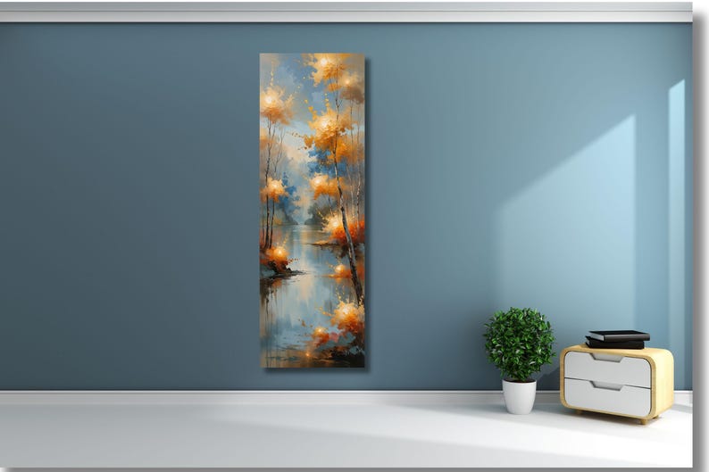 Long Narrow Canvas Wall Art, Golden Orbs Forest Canvas Wall Art ...
