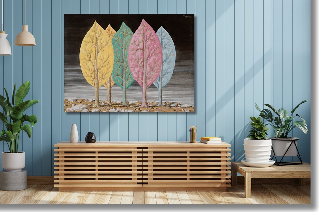 René Magritte L'incendie Print,l'incendie Poster Canvas Wall Art by ...