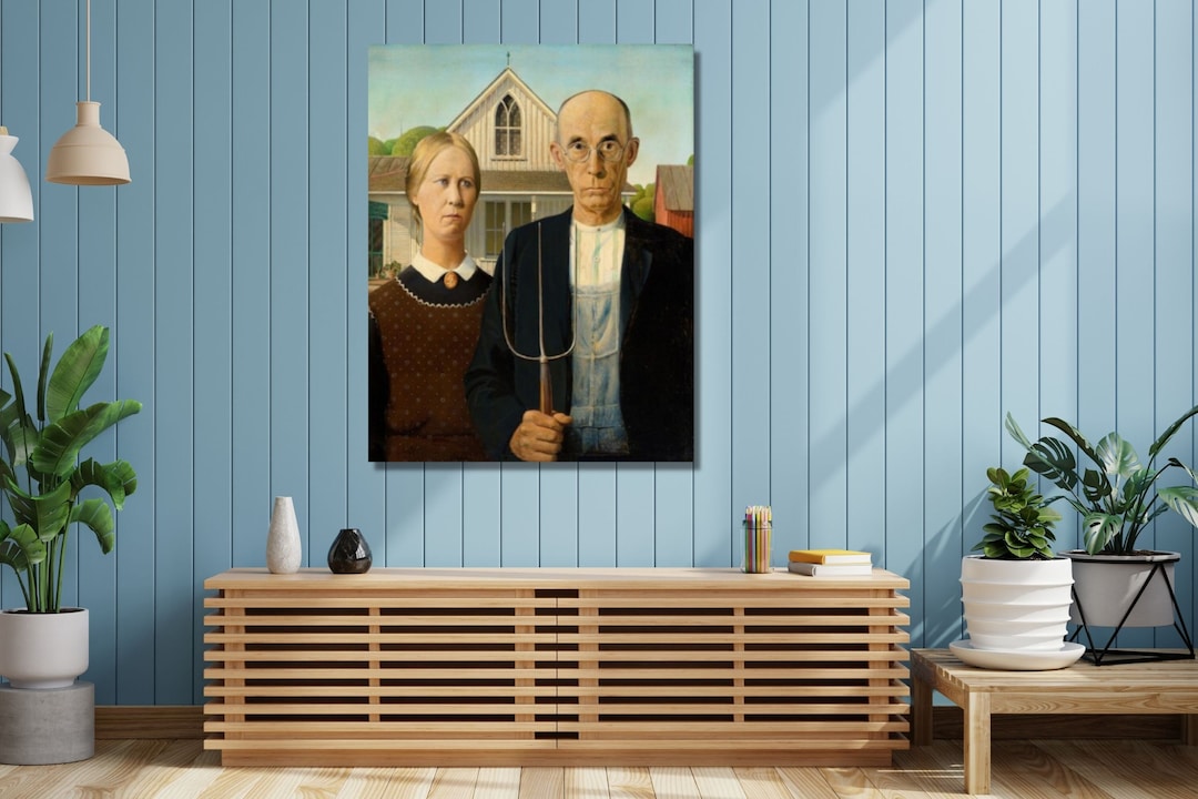 Grant Wood Canvas Poster,grant Wood American Gothic (1930) Canvas Wall ...