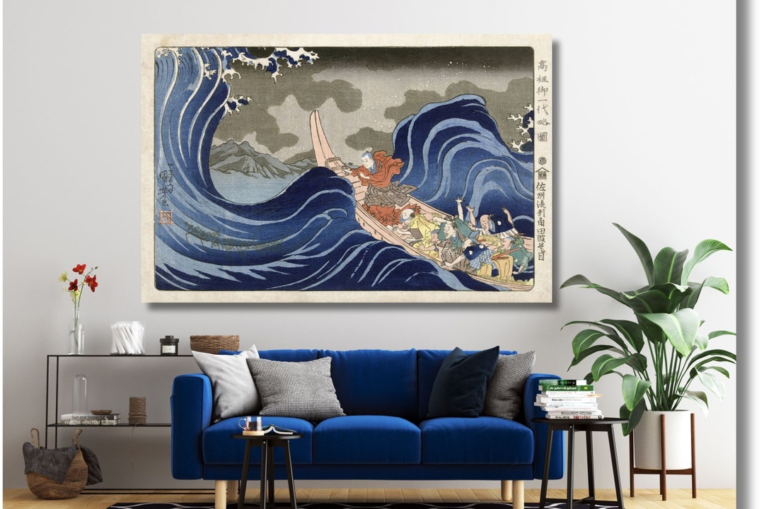 Nichiren Conjures the Waves at Kakuda During His Exile to Sad Painting ...