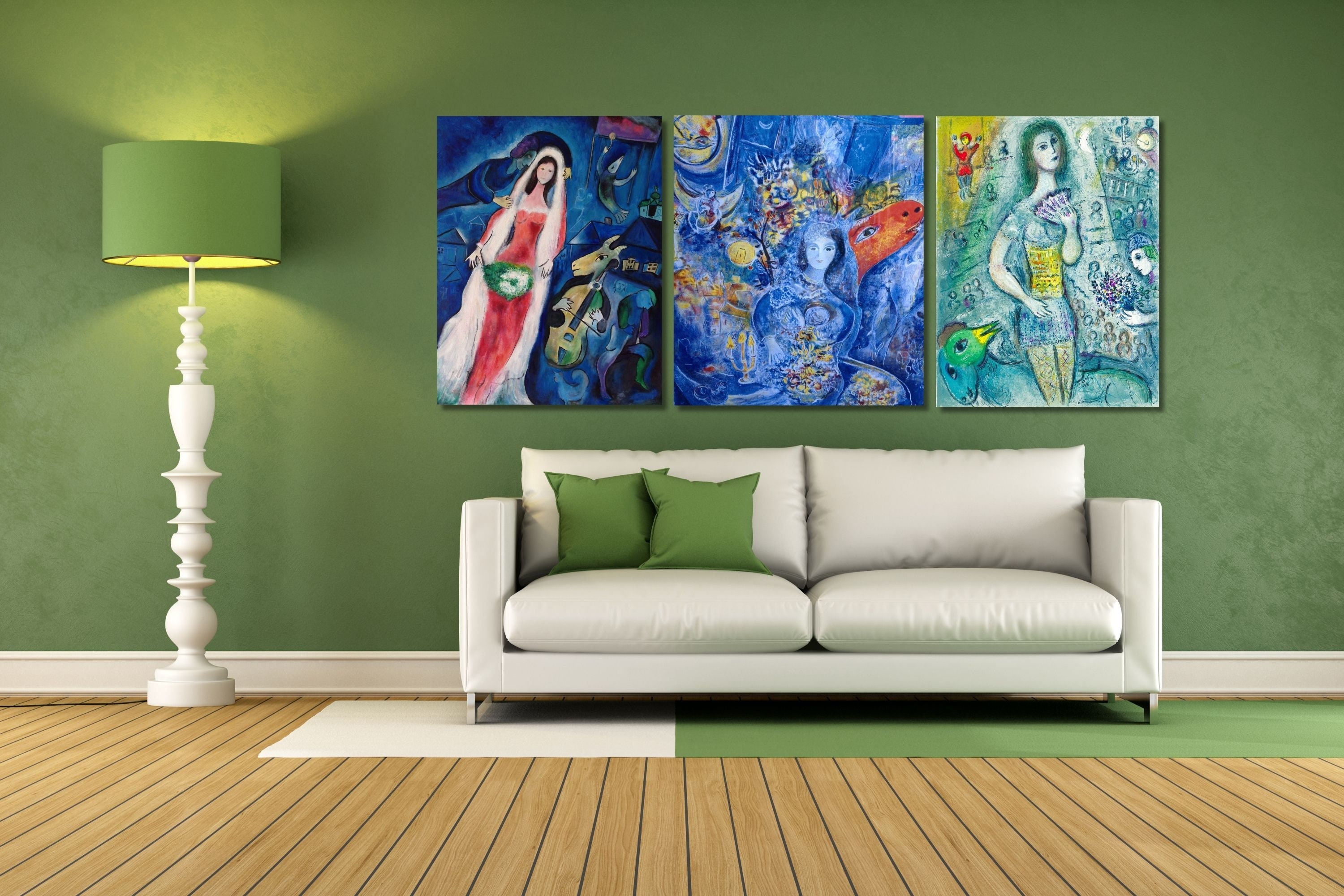 Set of 3 Marc CHAGALL Canvas Wall Art,bride and Goat Canvas Print ...