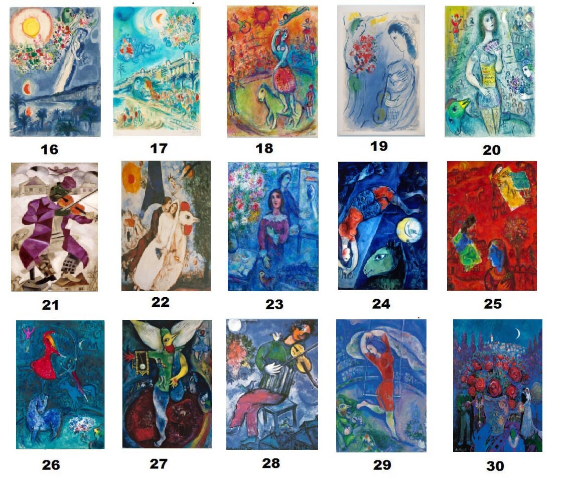 Custom Set of 3 Marc Chagall Wall Art,create Your Own Canvas Set,choose ...