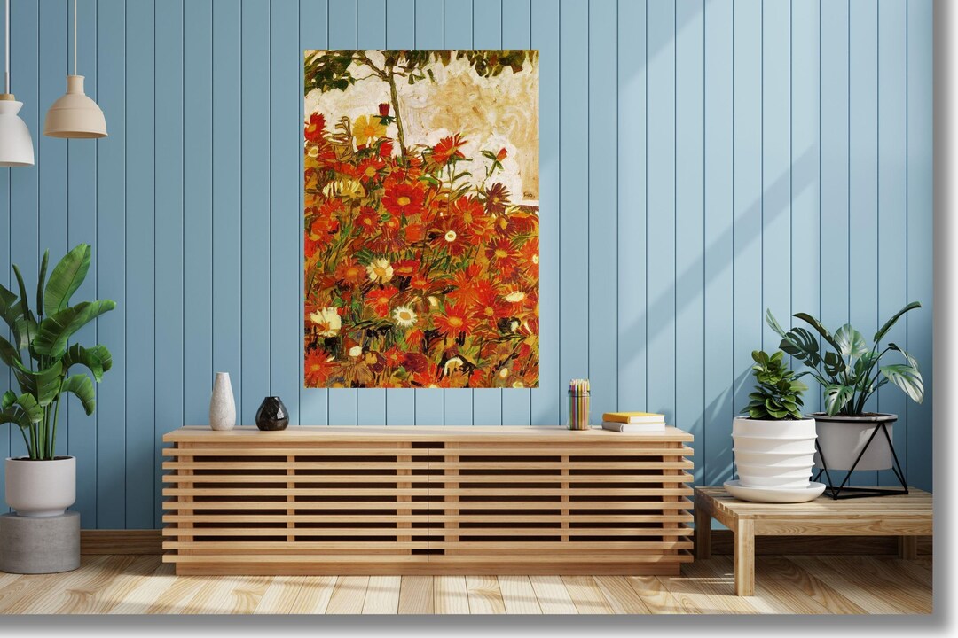 Egon Schiele Field of Flowers Poster/canvas Wall Art,field of Flowers ...