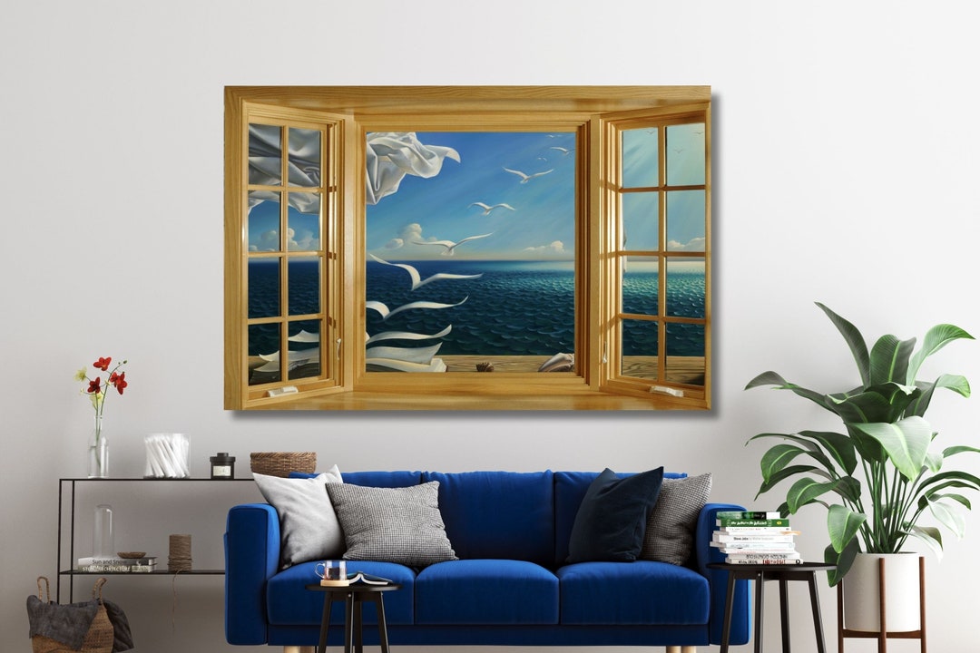 Window View Salvador Dali Book to Birds Canvas Open Window Canvas ...