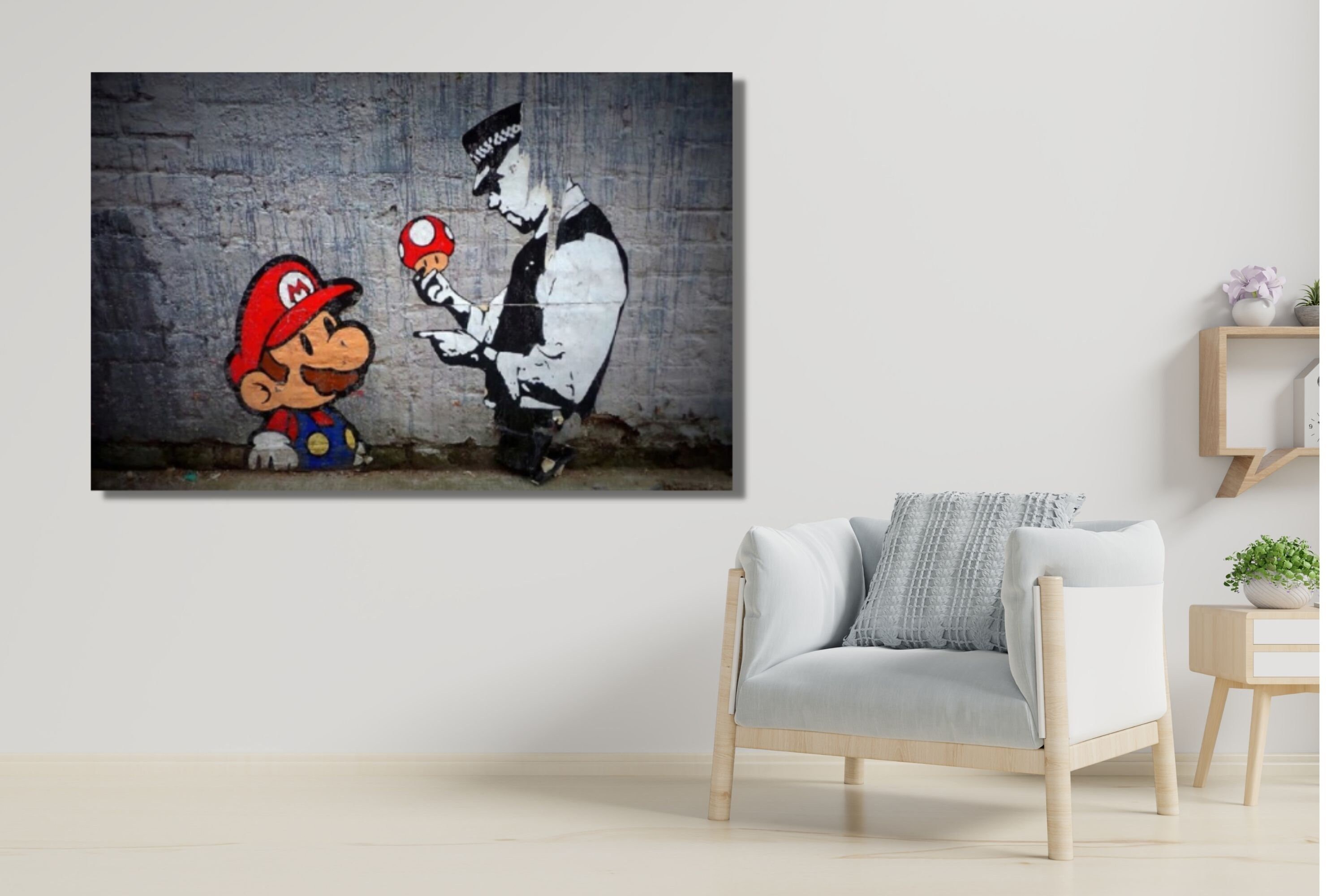 Banksy Wall Art Super Mario Banksy Canvas Wall Art Graffiti Canvas ...