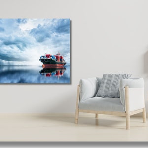 International Container Cargo Ship Poster Art Canvas Print,nautical ...