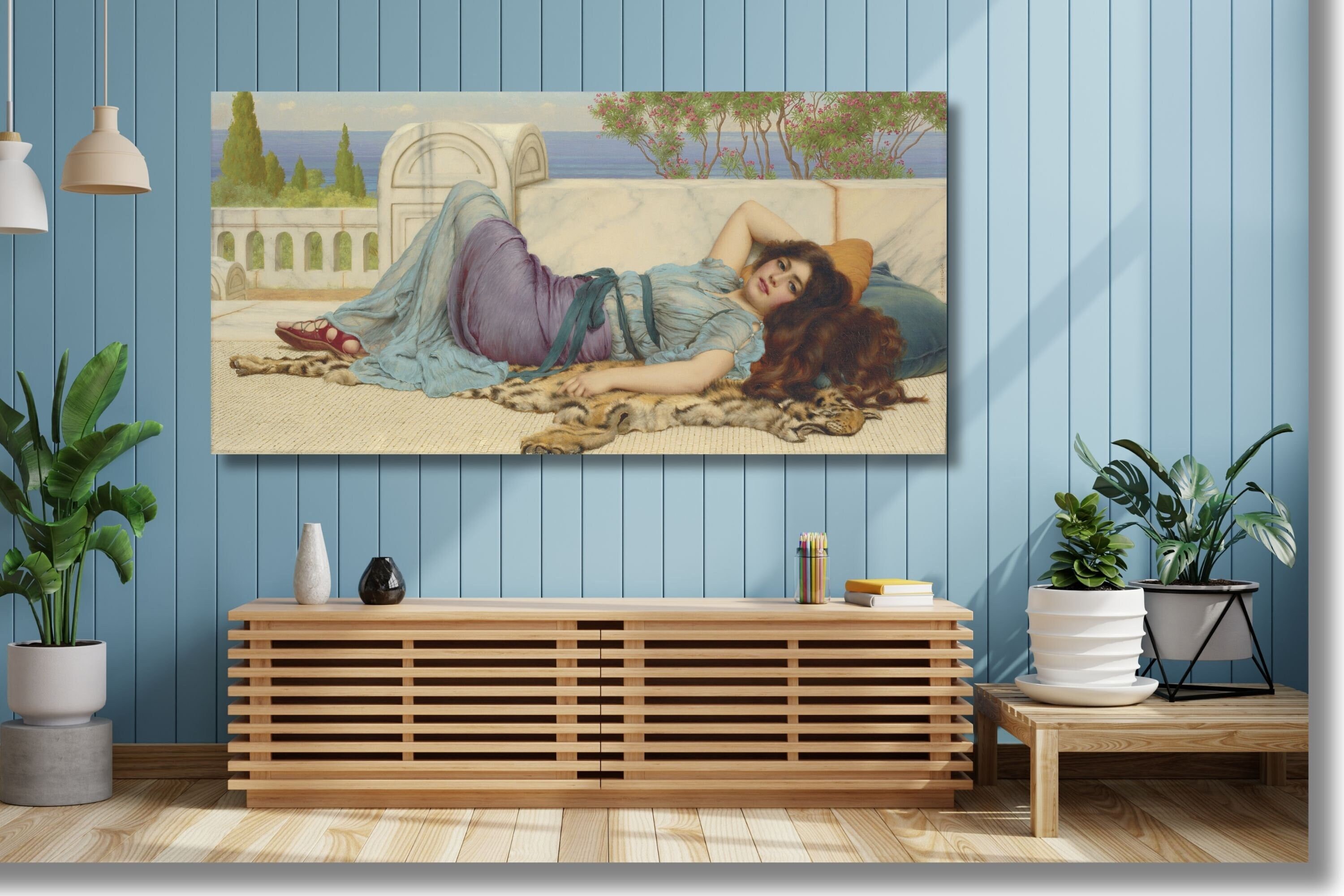 John William Godward Mischief and Repose 1909 Canvas Wall Gallery ...