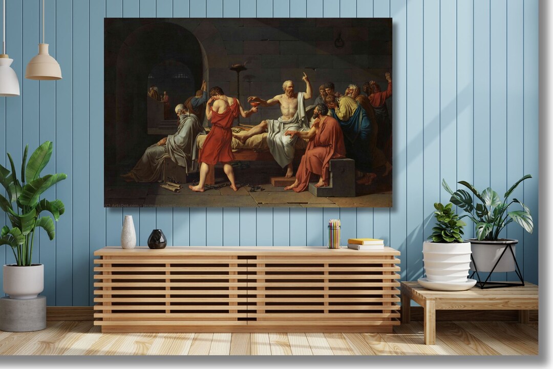 The Death of Socrates Painting – Jacques Louis David, Canvas Art Print ...