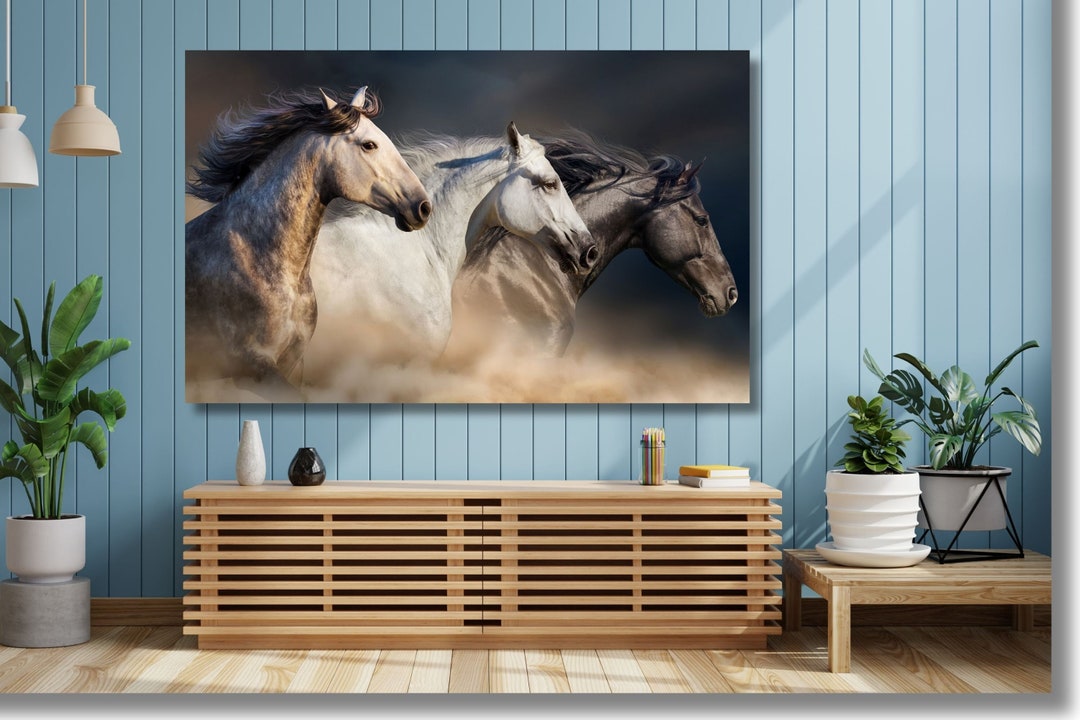 Wild Horses Canvas Print, Large Animal Wall Art - Etsy