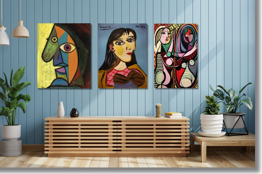 Set of 3 Pablo Picasso Canvas Prints, Vintage Exhibition, Surrealism ...