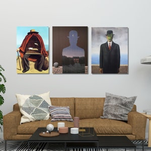 Set of 3 Rene Magritte Reproduction Ready to Hang Canvas,rene Modern ...