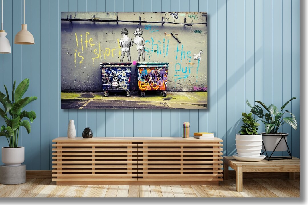 Banksy Life is Short, Banksy Canvas, Banksy Two Boys, Wall Art Canvas ...