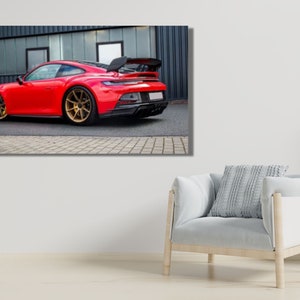 Red Porsche Canvas, Red Porsche 911 GT3 Wall Art, Porsche 911 Poster ...