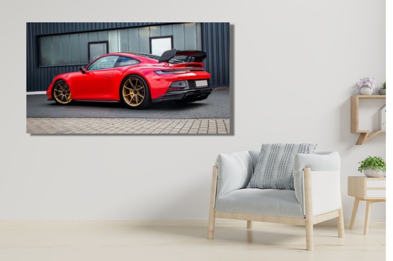 Red Porsche Canvas, Red Porsche 911 GT3 Wall Art, Porsche 911 Poster ...