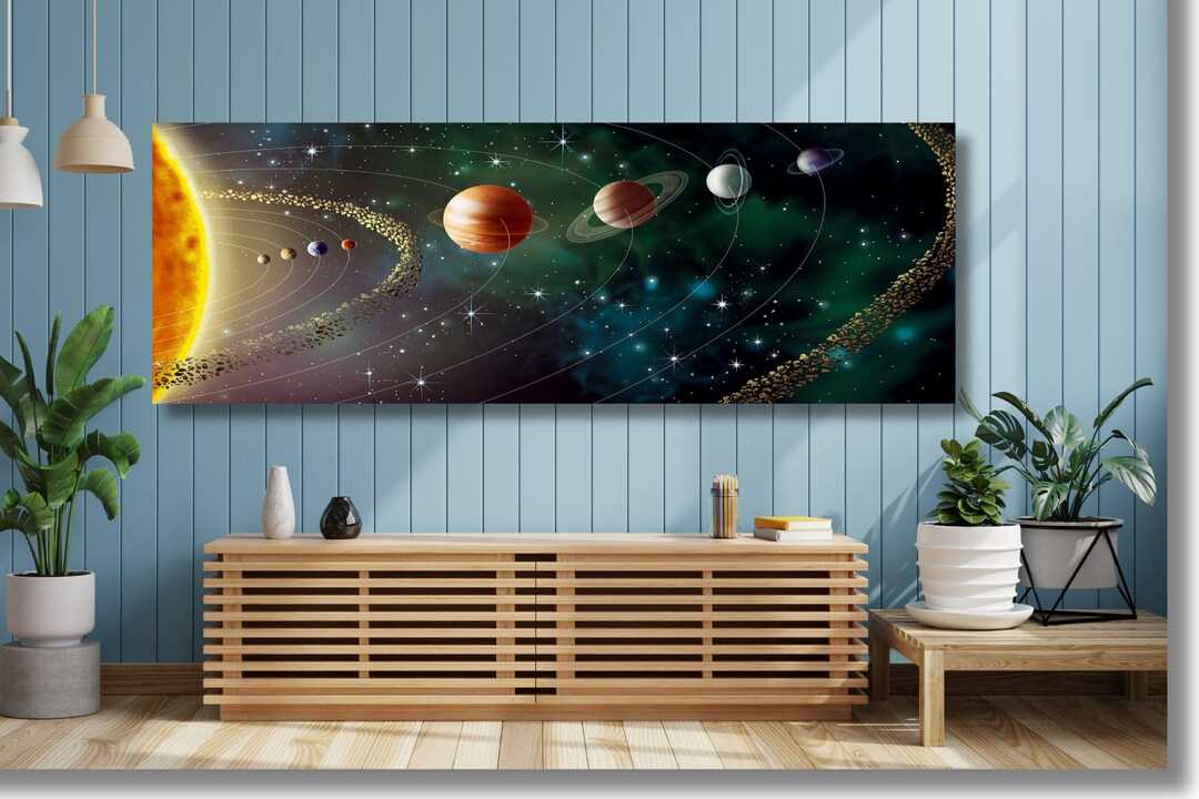 Solar System Alignment Canvas Wall Art Planets, Rings and Cosmic Space ...