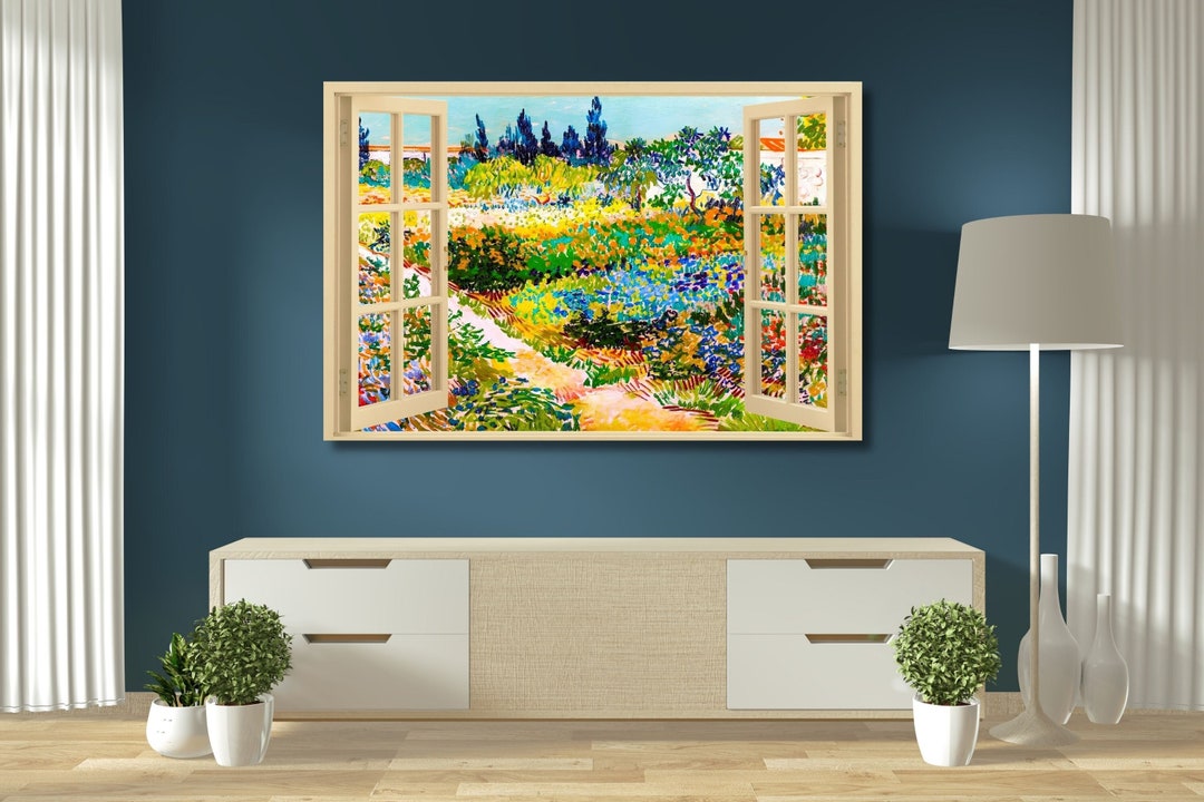 Window View Canvas Open Window Canvas Van Gogh Canvas Wall Art the Garden at Arles Reproduction ...
