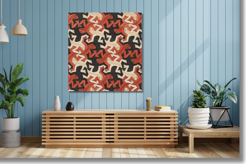 Escher Birds Pattern, Wallpaper Repeat, Tachisme Printed Canvas, MC ...