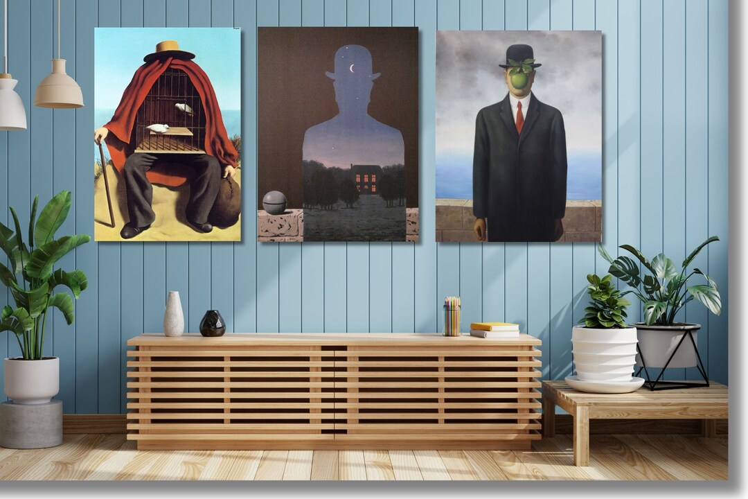 Set of 3 Rene Magritte Reproduction Ready to Hang Canvas,rene Modern ...