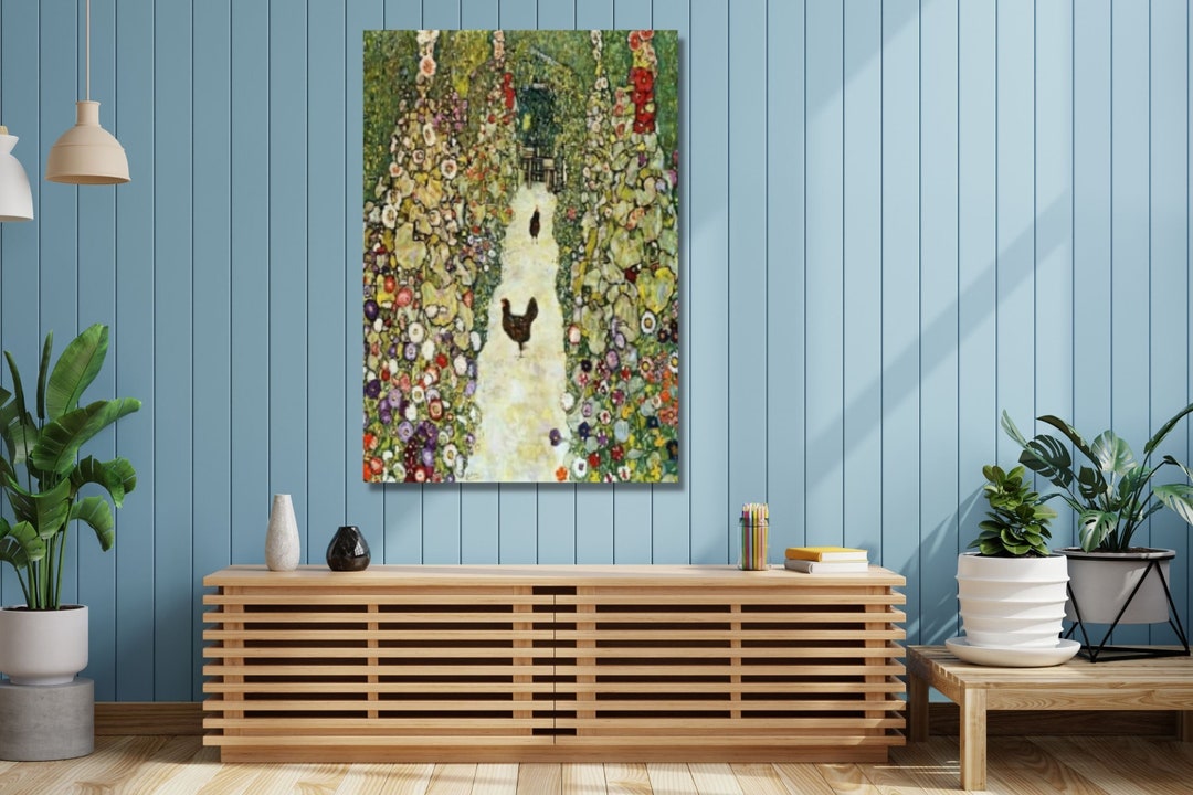 Gustav Klimt Garden Path With Hens CANVAS WALL ART Garden Path With ...