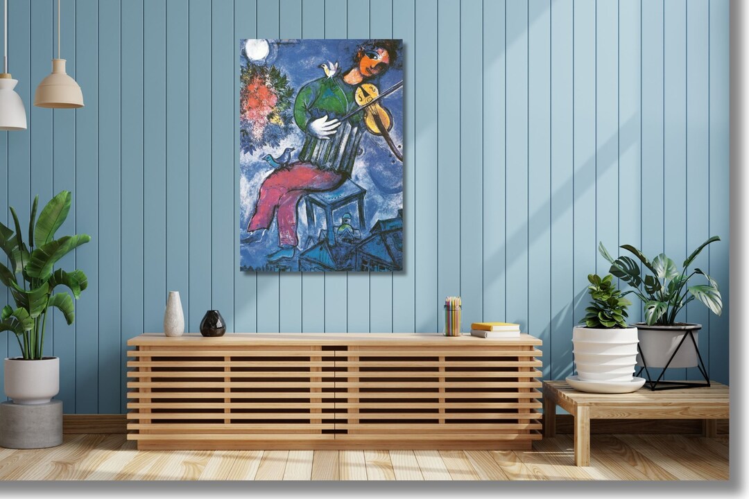 Marc Chagall Canvas Wall Art the Blue Violinist Exhibition Poster ...
