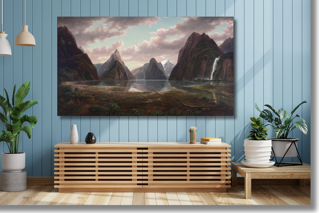 Eugene Von Guerard Canvas Wall Art,milford Sound,new Zealand, 1877 ...