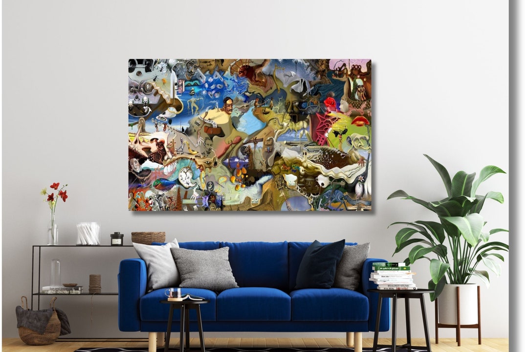 Salvador Dali Collage Art Print,surrealism Art, Salvador Dalí Canvas ...
