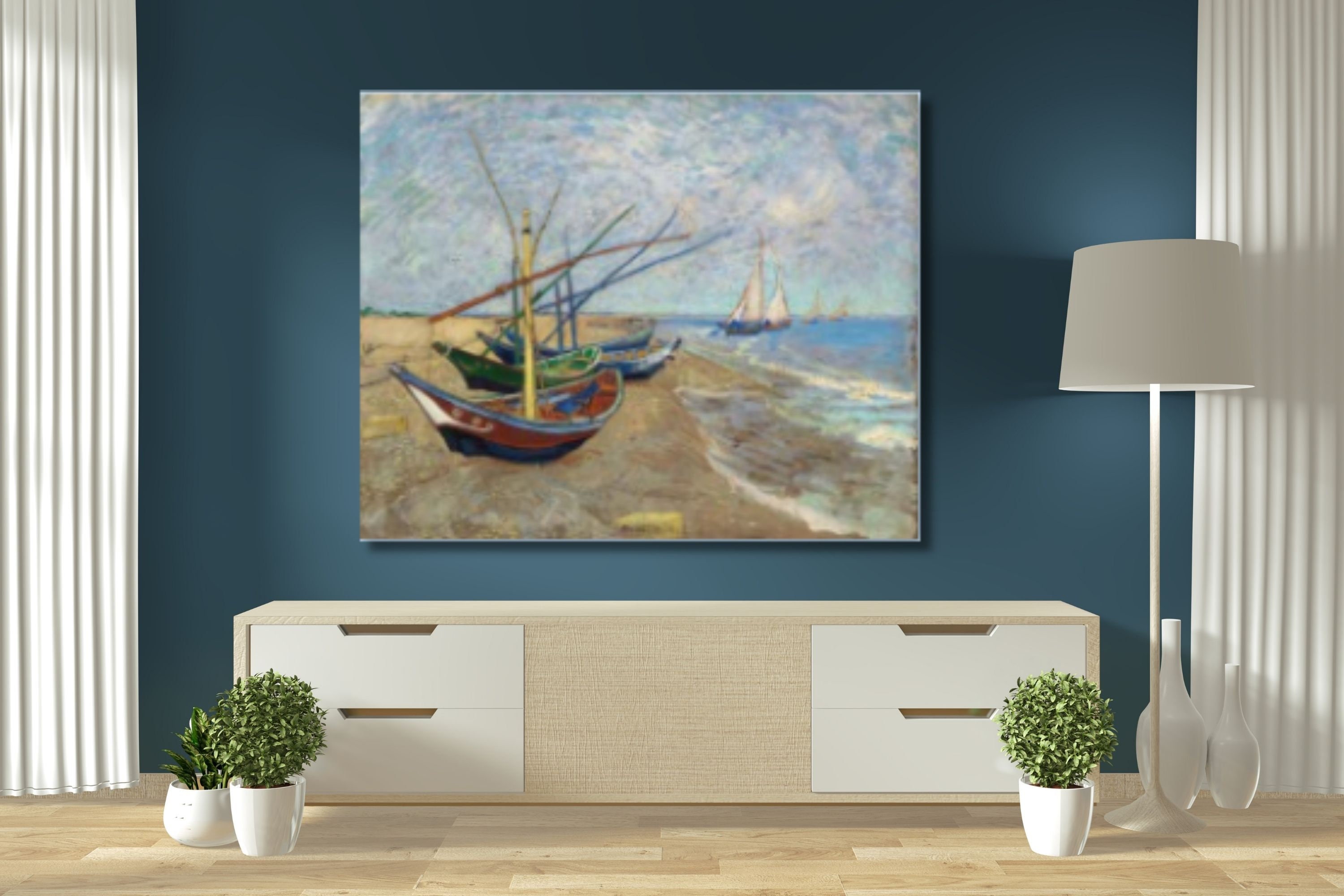 Van Gogh Boat Poster,fishing Boats on the Beach at Saintes Maries, Sea ...