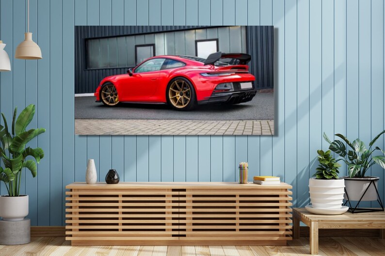 Red Porsche Canvas, Red Porsche 911 GT3 Wall Art, Porsche 911 Poster ...