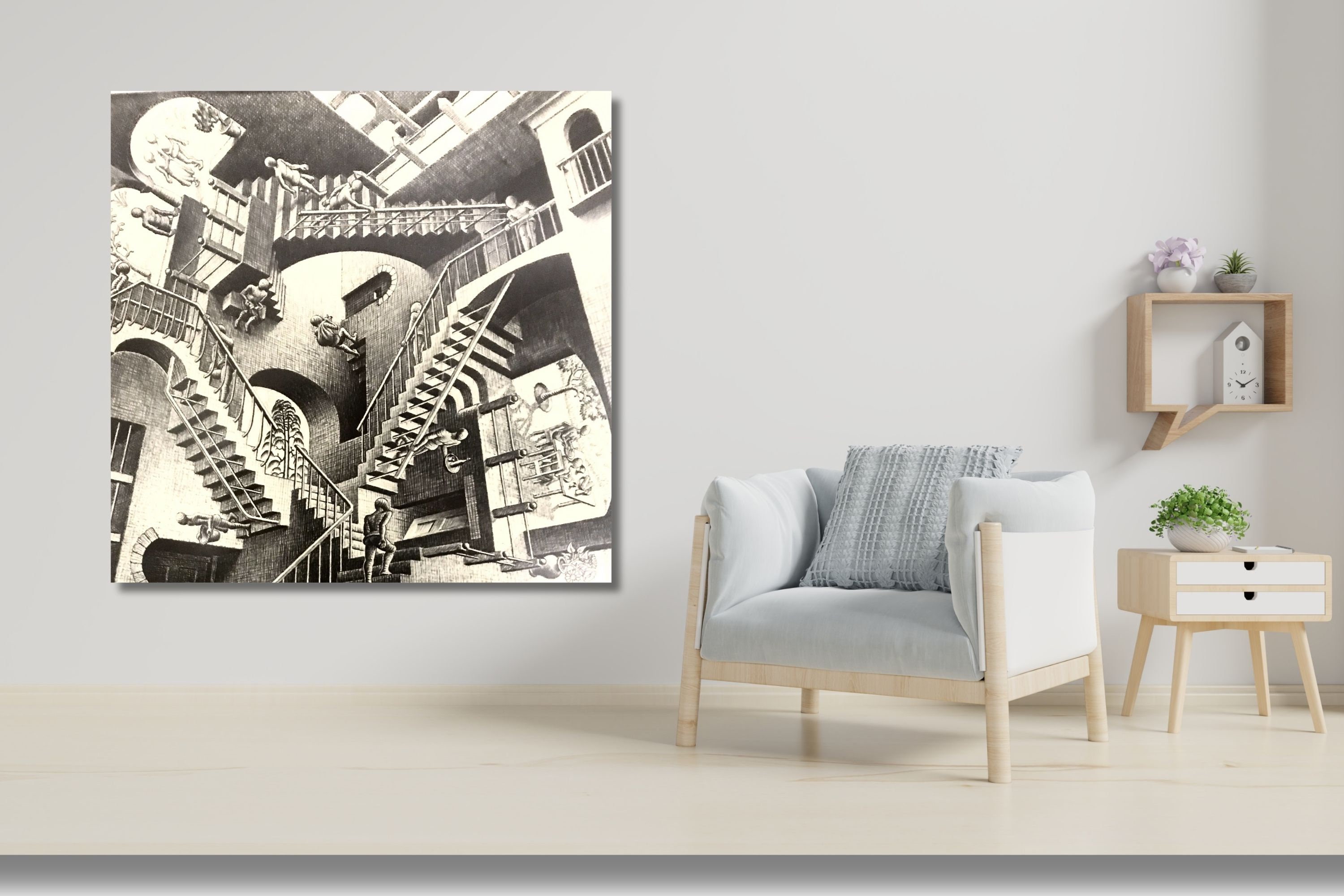 Relativity by Maurits Cornelis Escher Canvas Art, Op Art Wall Art Print ...
