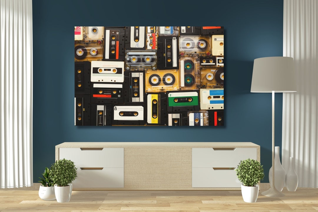 Retro Audio Cassette Poster, Tapes Canvas Art, Music Art, Nostalgic ...