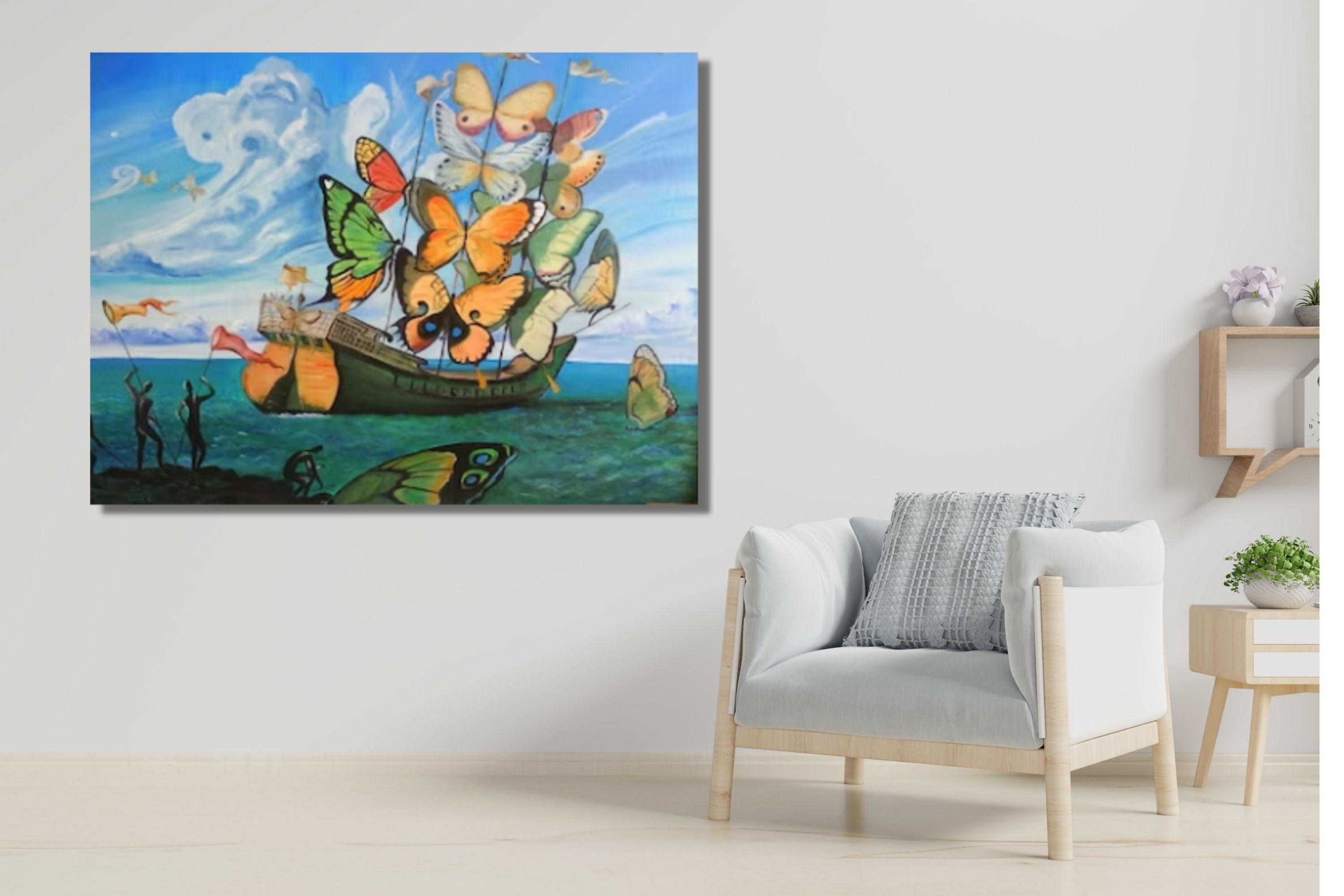 Butterfly Boat, Salvador Dali Reproduction Canvas Art Ship With ...