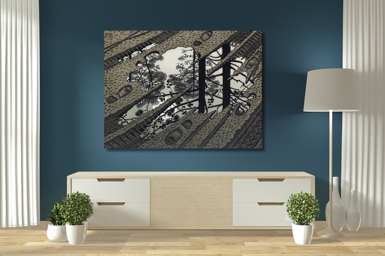 Puddle Canvas Wall Art,escher Puddle Print on Canvas,maurits Cornelis ...