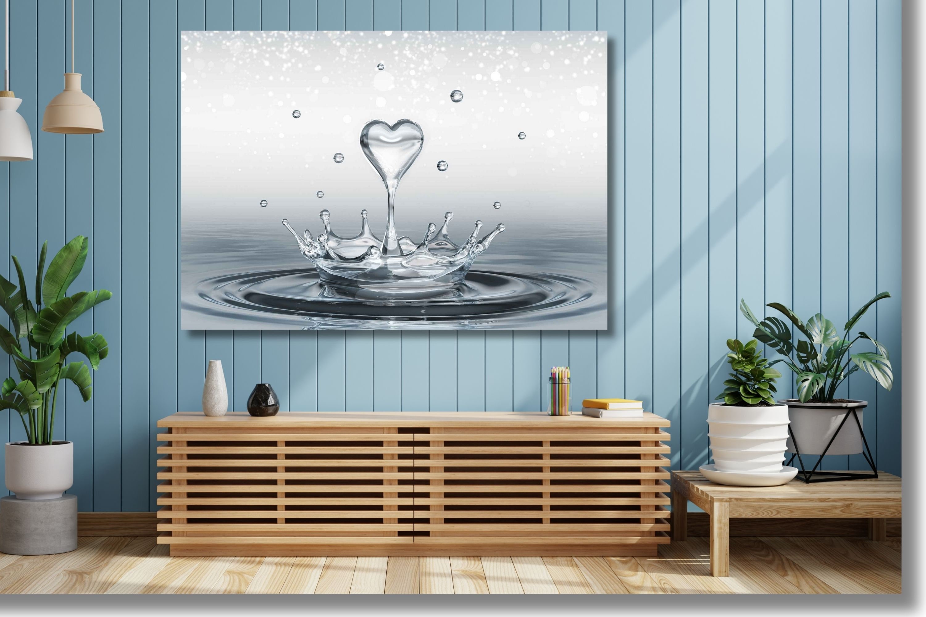 Heart Drop Splash Wall Art, Black and White Heart Drop, Bathroom Wall ...