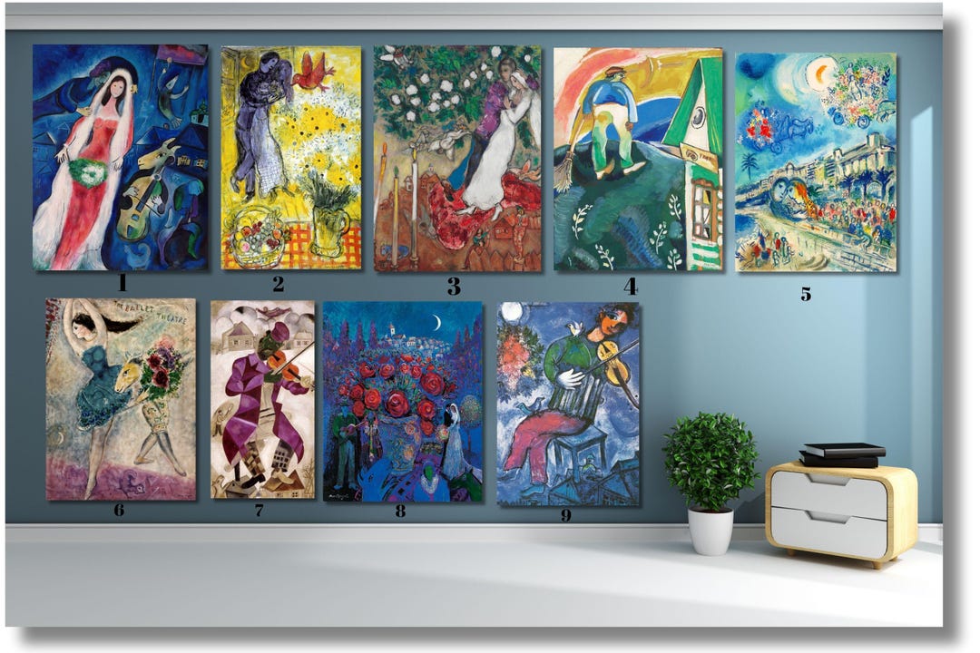 Custom Set of 3 Marc Chagall Wall Art,create Your Own Canvas Set,choose ...
