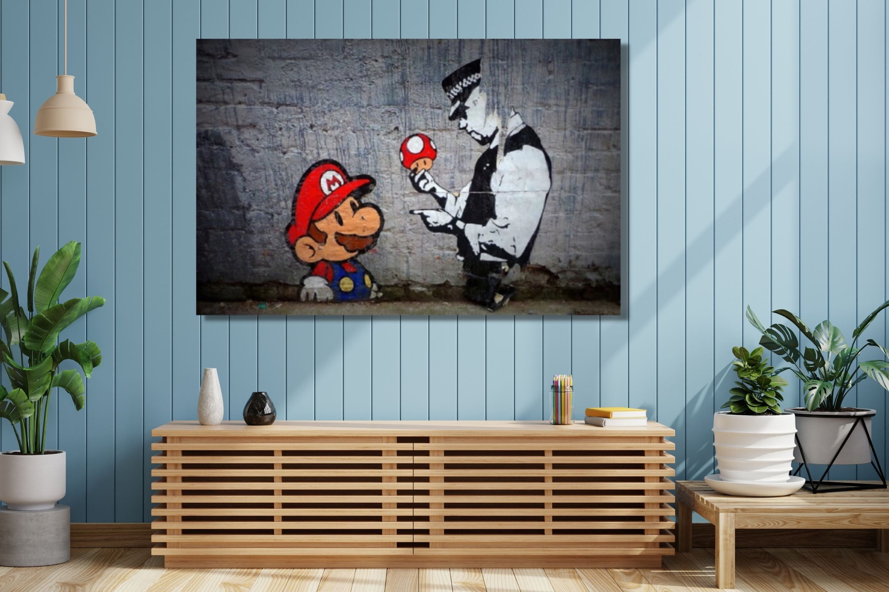 Banksy Wall Art Super Mario Banksy Canvas Wall Art Graffiti Canvas ...