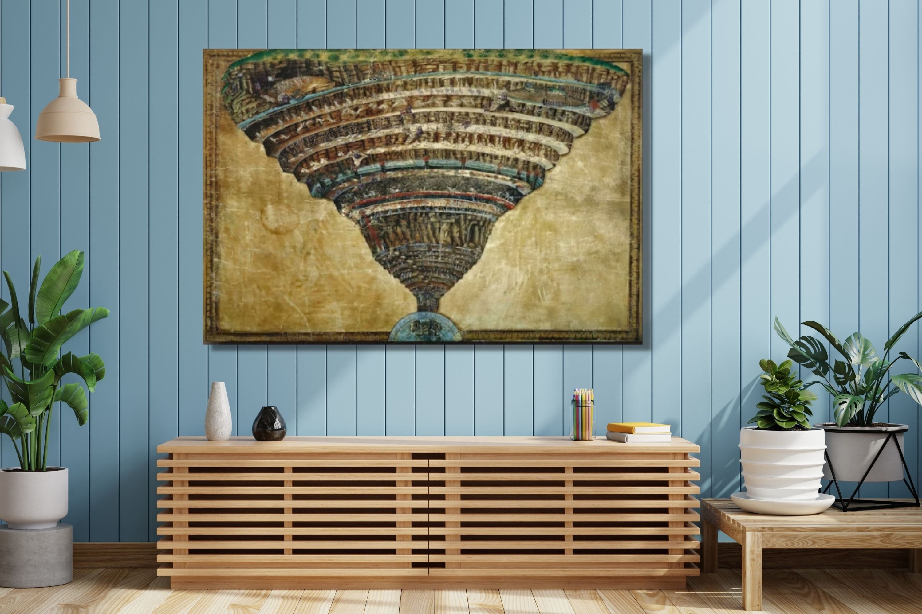 The Map of Hell Dante Sandro Botticelli the Divine Comedy 1485 Canvas ...