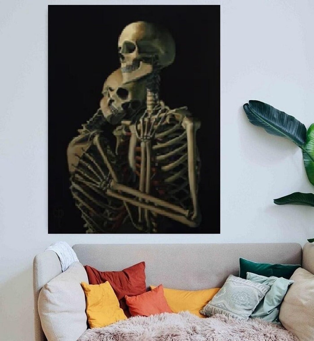 Skulls Love Extra Large Canvas Wall Art,skull Love Canvas Wall Art ...