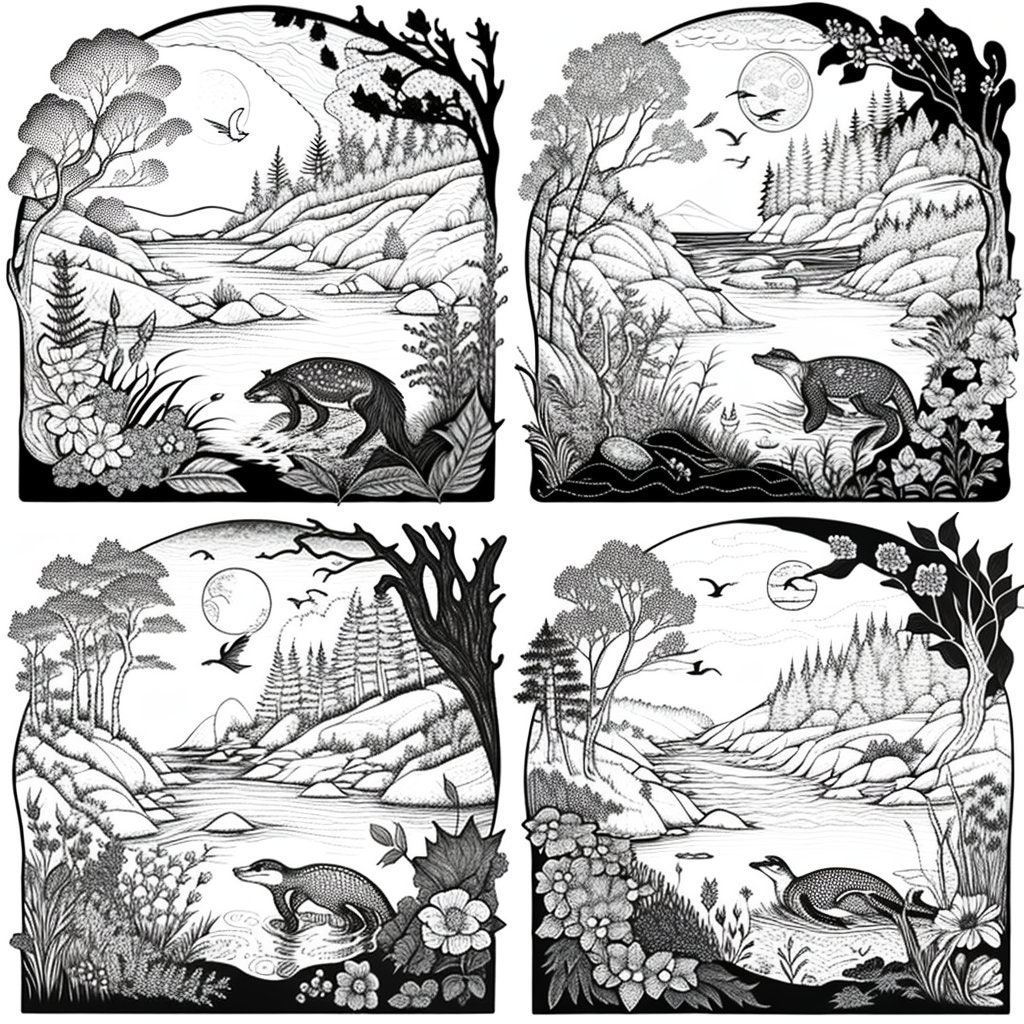 Blank Nature-inspired Coloring Pages ( 8 Unique Pages That Are Fun and ...