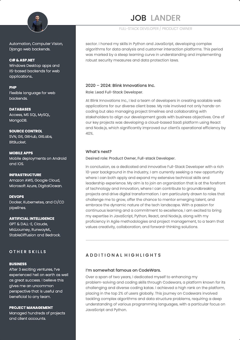 Professional Ats-friendly Resume Template - Customizable, Modern Design ...