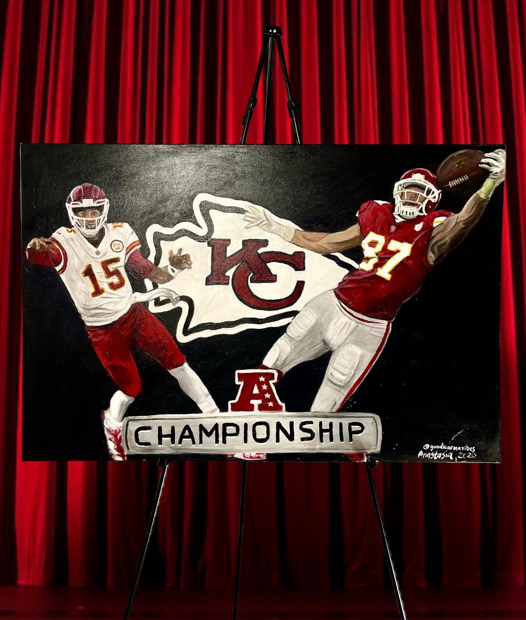 NFL Super Bowl Kansas City Chief Opatrick Mahomes, Travis Kelce Art ...