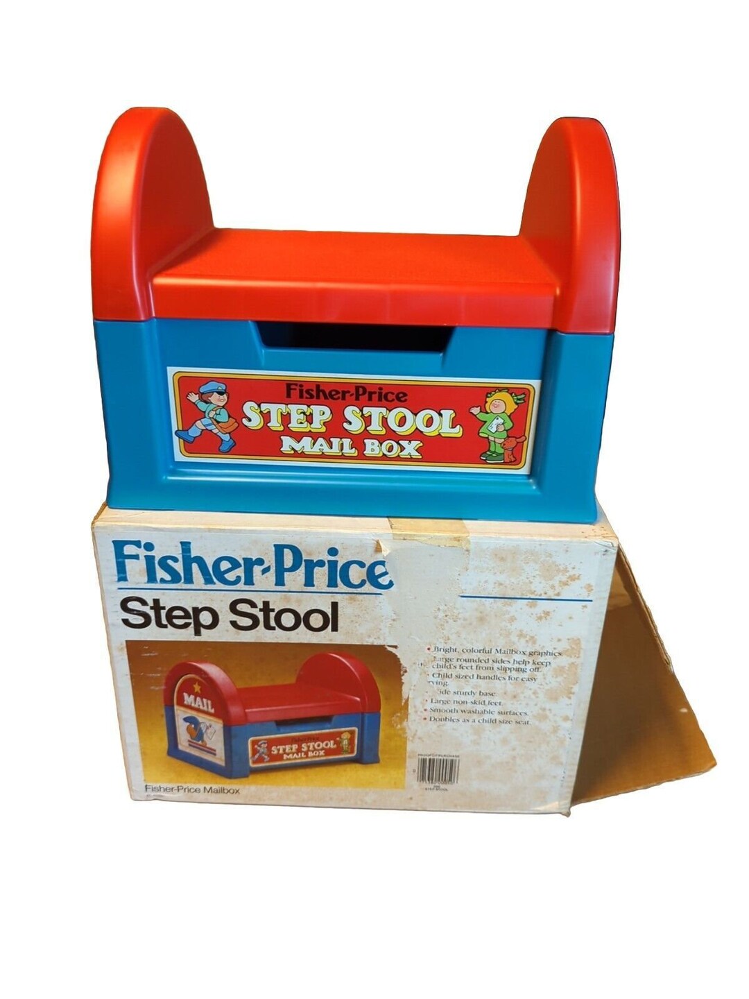 Fisher Price Step Stool Mailbox Red Blue Plastic Vintage 1983 Child ...