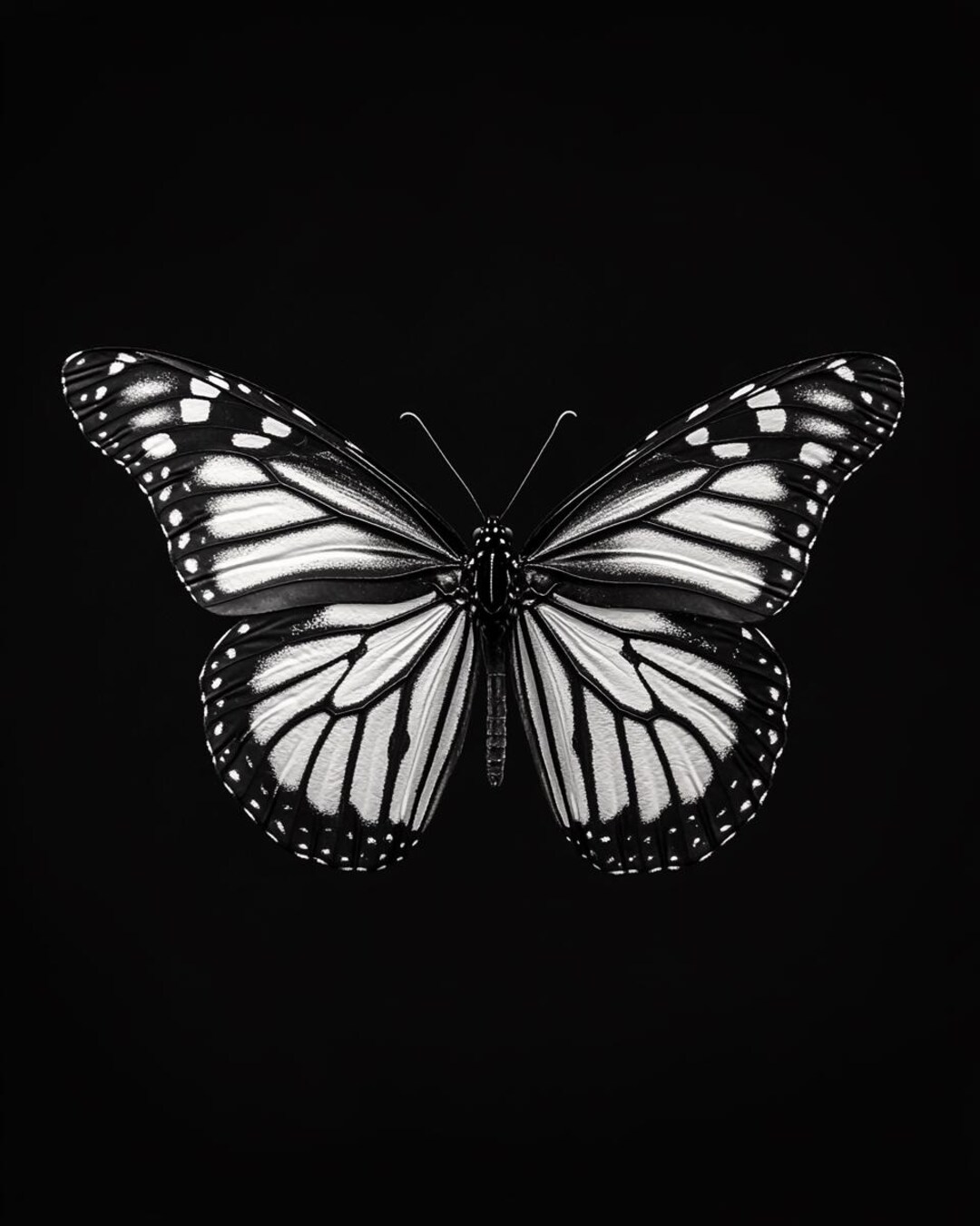Monarch Butterfly Black and White, Top, Unfolded, Digital Canvas ...