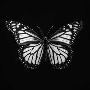 Monarch Butterfly Black and White, Top, Unfolded, Digital Canvas ...