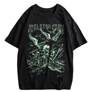 Edgy Goth Skull Shirt Y2K Grunge Clothes Cotton Summer Graphic Tees - Etsy