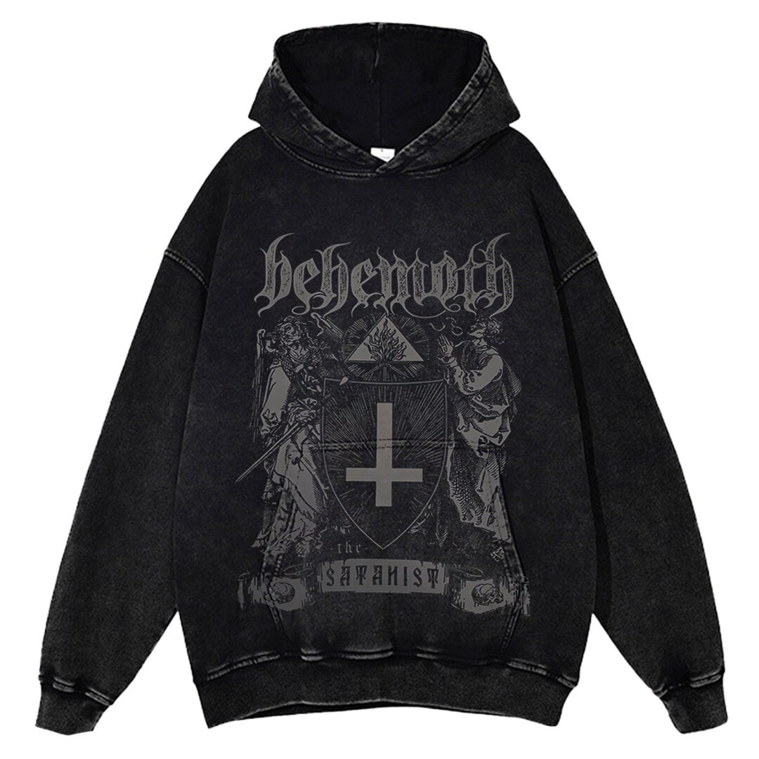 Washed Satanic Skull Grunge Gothic Hoodie Alternative 90s Aesthetic ...