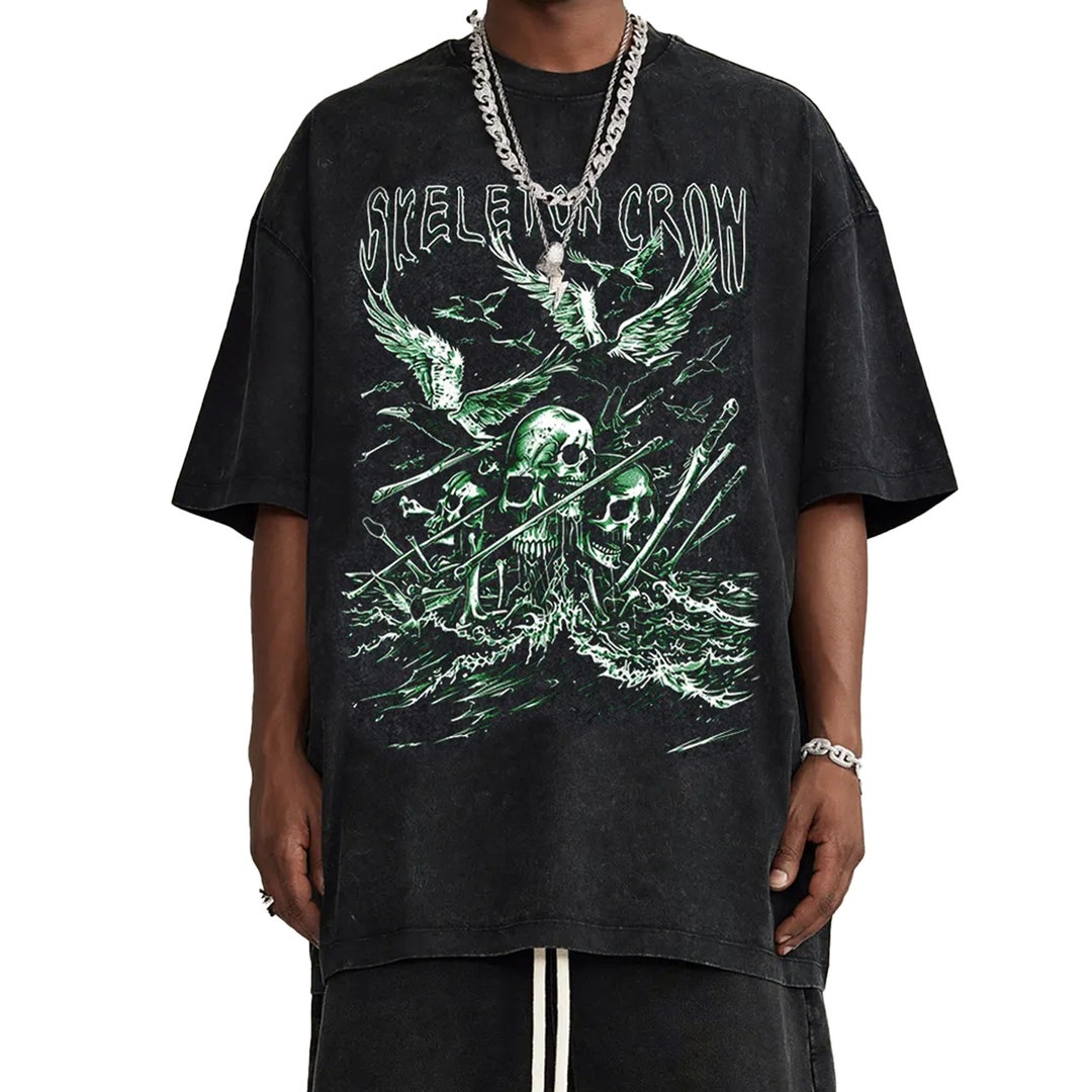 Edgy Goth Skull Shirt Y2K Grunge Clothes Cotton Summer Graphic Tees - Etsy