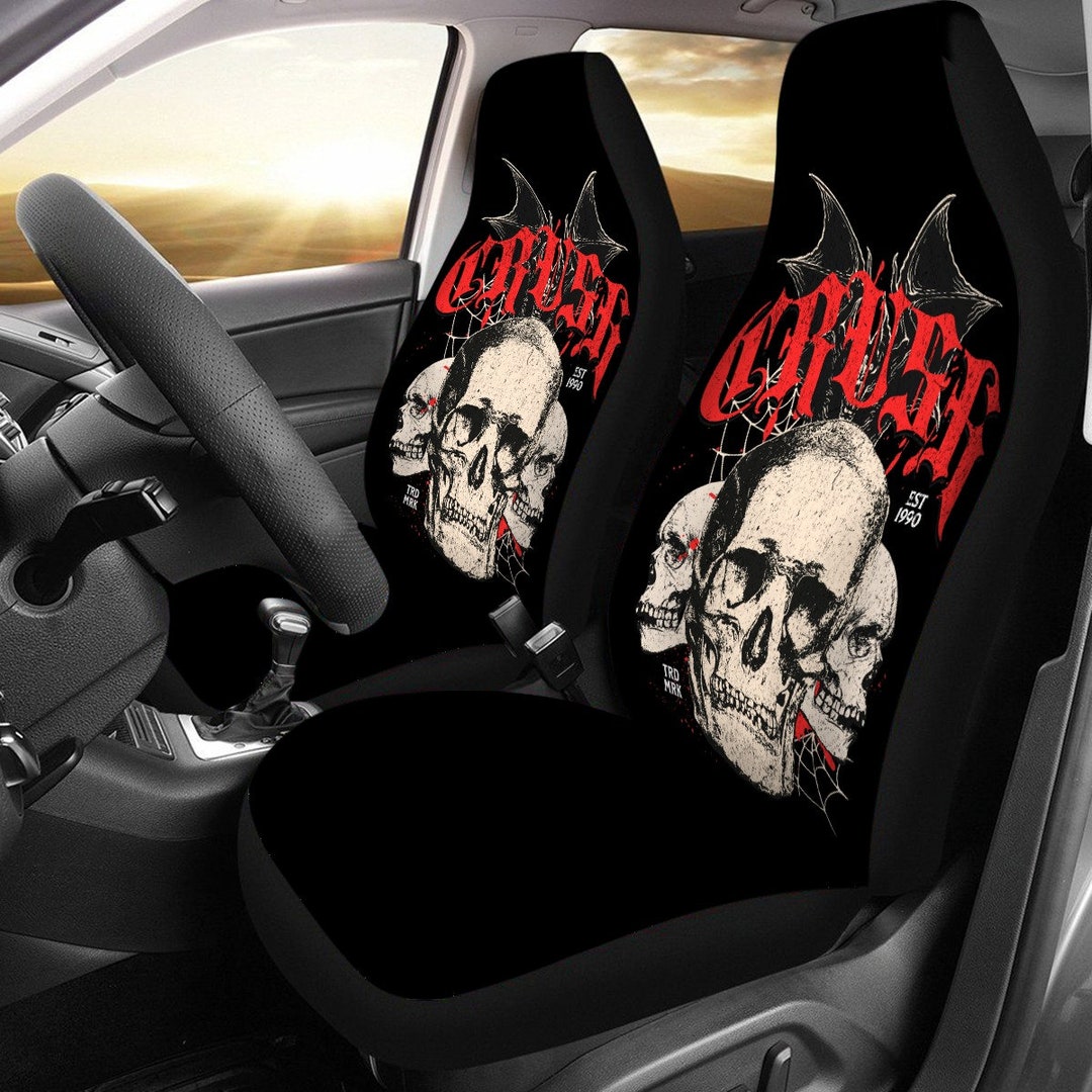 Must-have Goth Car Accessories: Goth Skull & Bat Car Seat Covers ...