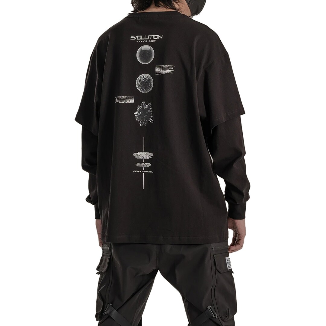 Cyberware Techwear DOUBLE LAYER Front Back Site Print SWEATSHIRT - Etsy