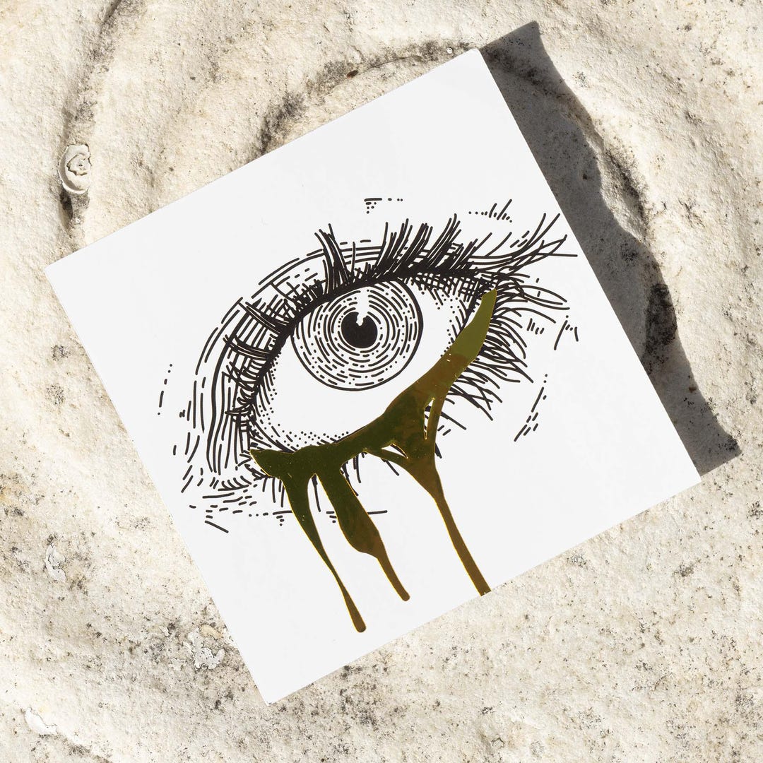 Surreal Eye Art Print: Gold Foil Crying Eye Illustration, Limited ...