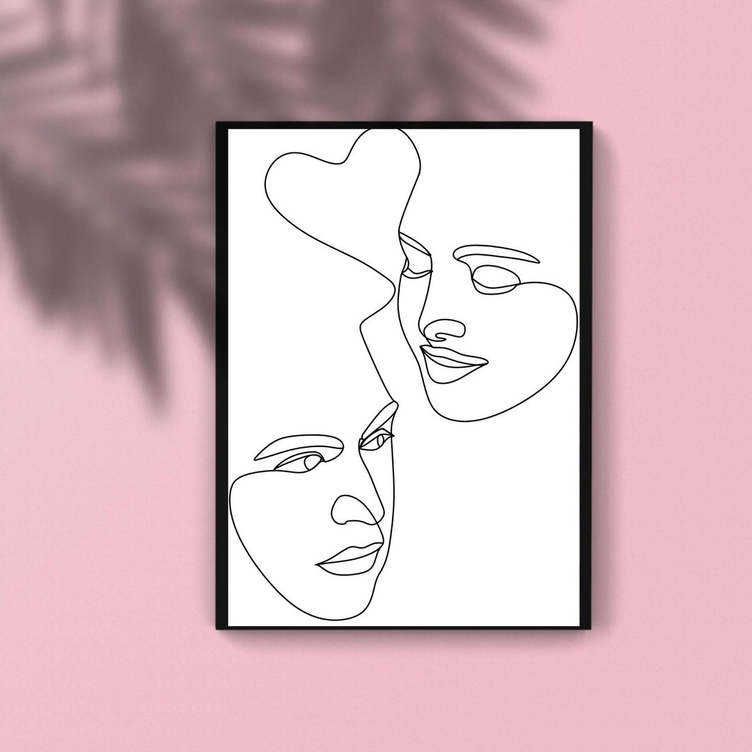 Abstract Man and Woman , One Lıne Drawing, Instant Download Drawing ...